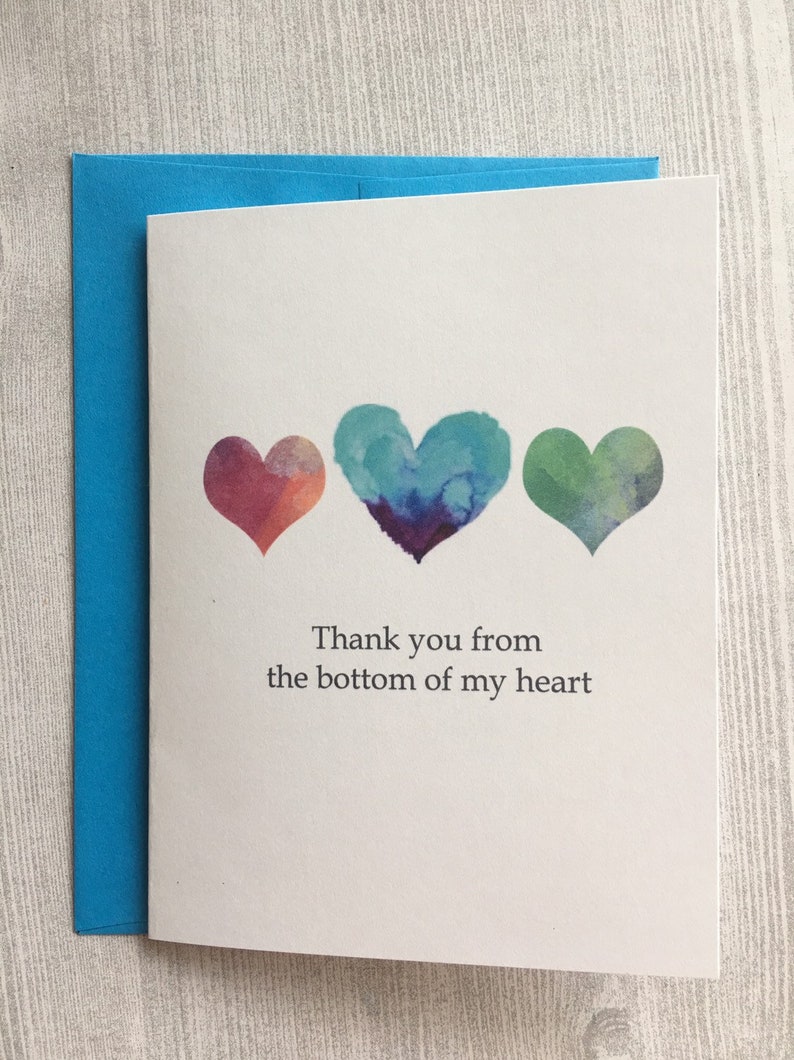 8ct Watercolor Hearts Thank You Cards, Handmade Cards, Personalized ...