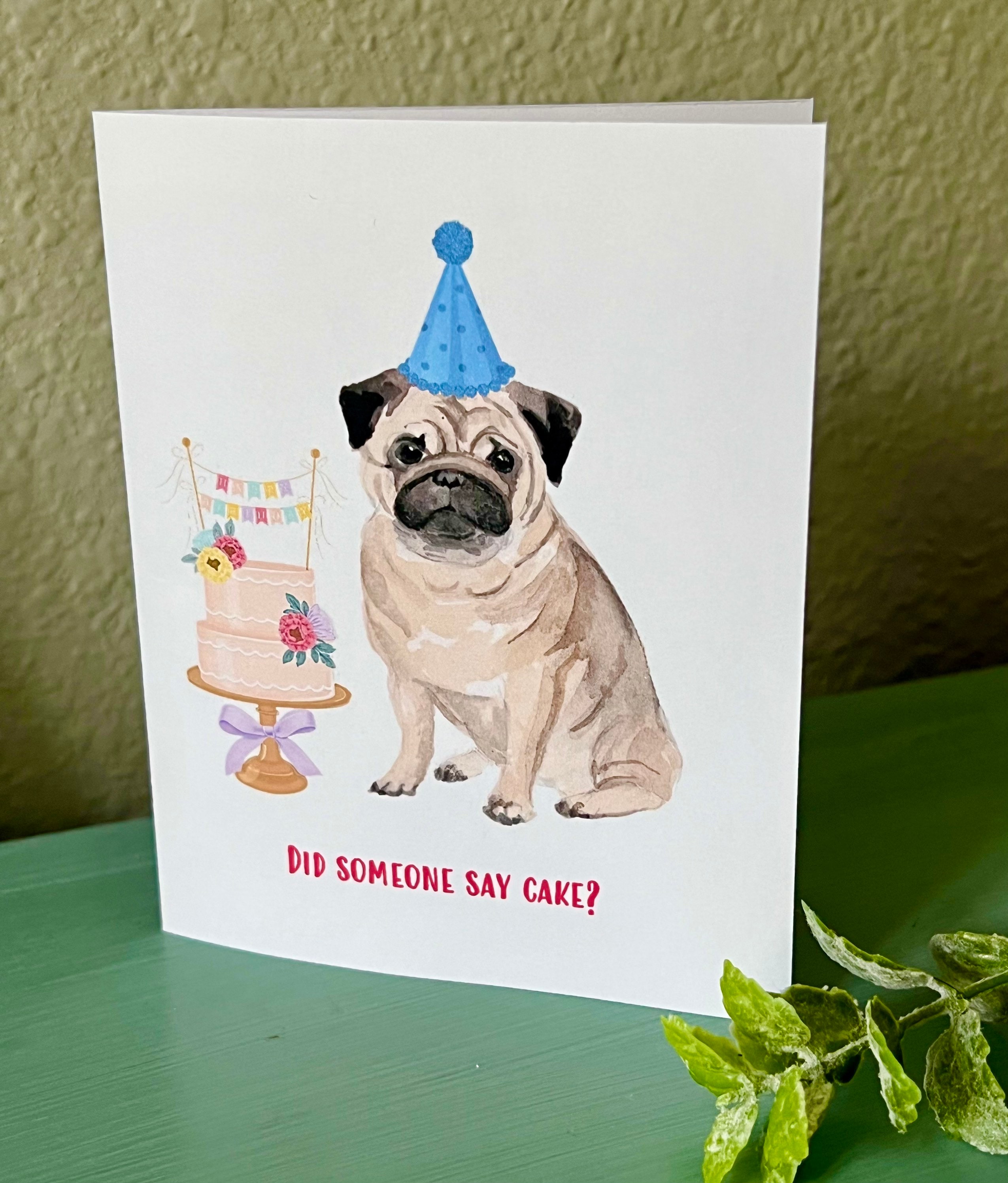 Pug Birthday Card PERSONALIZED Cards Dog Birthday Card - Etsy