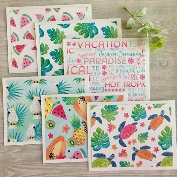 6ct Summer Note Cards Assorted Cards Tropical Note Card Set - Etsy
