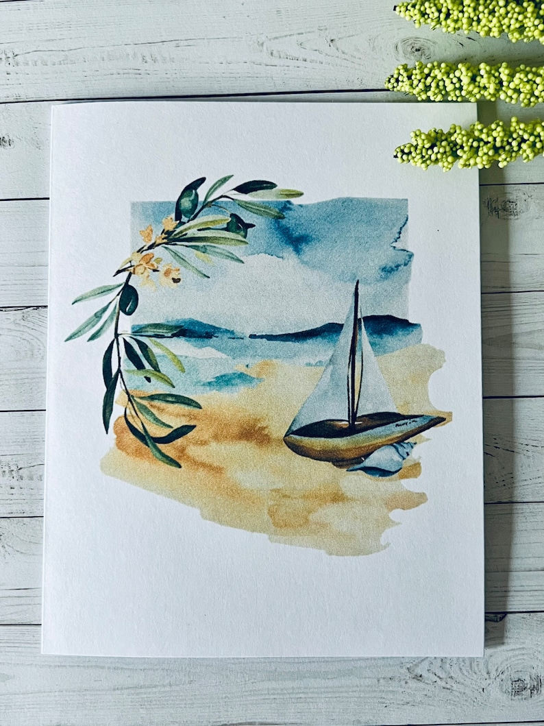 8ct Beach Theme Card Set Watercolor Beach Cards Blank Cards - Etsy