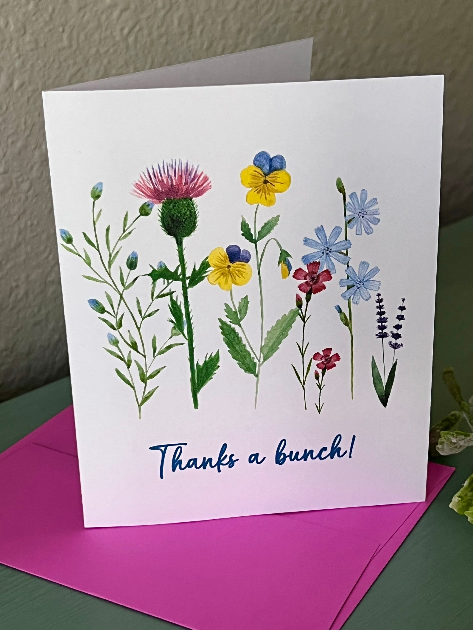 Wildflowers Thank You Card Thanks a Bunch Card Watercolor - Etsy