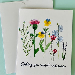 Watercolor Flower Thinking of You Card Wildflowers Sympathy - Etsy