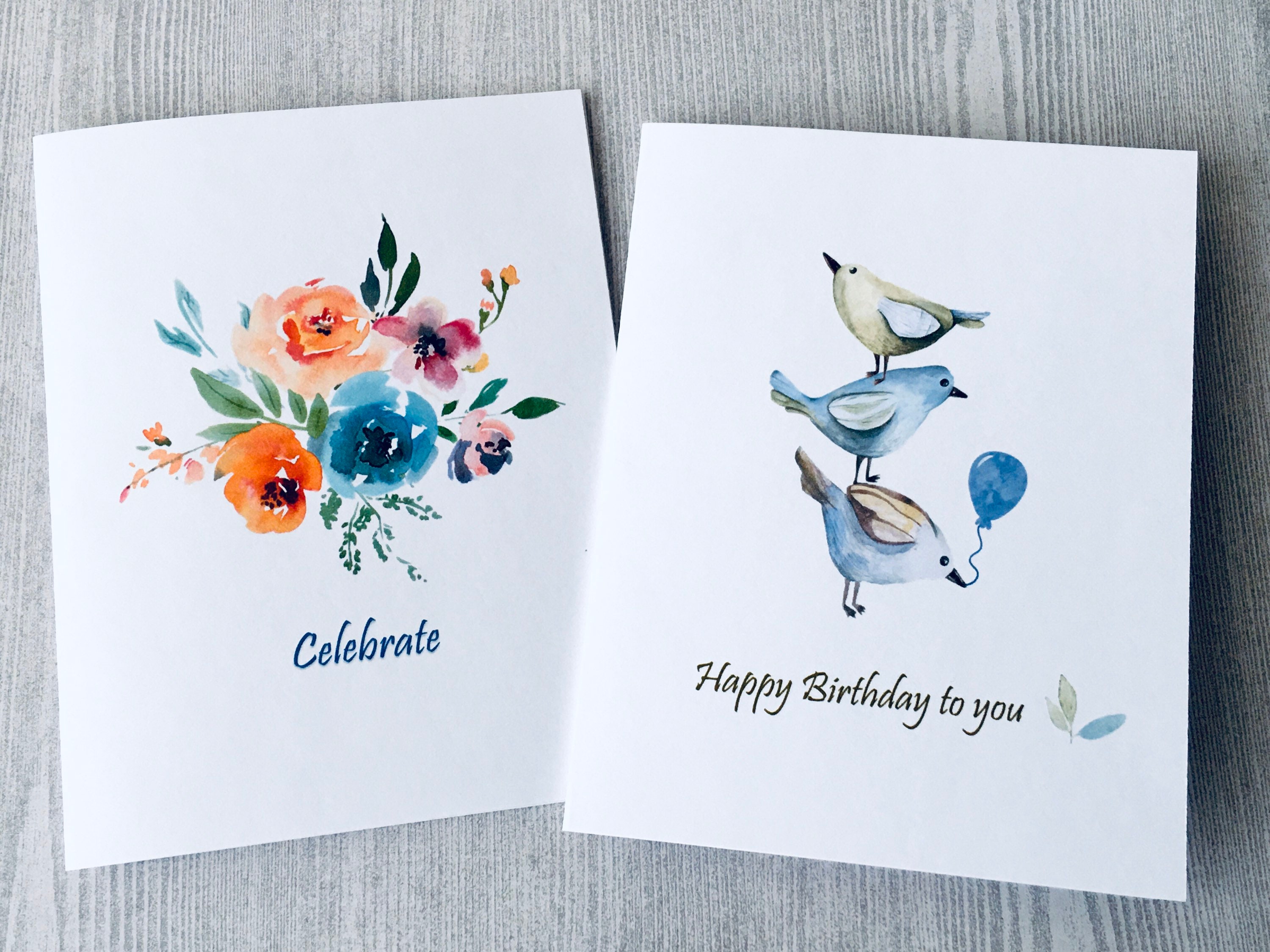 8ct Birthday Card Set, Assorted Cards, Watercolor Birthday Cards, SET5 ...