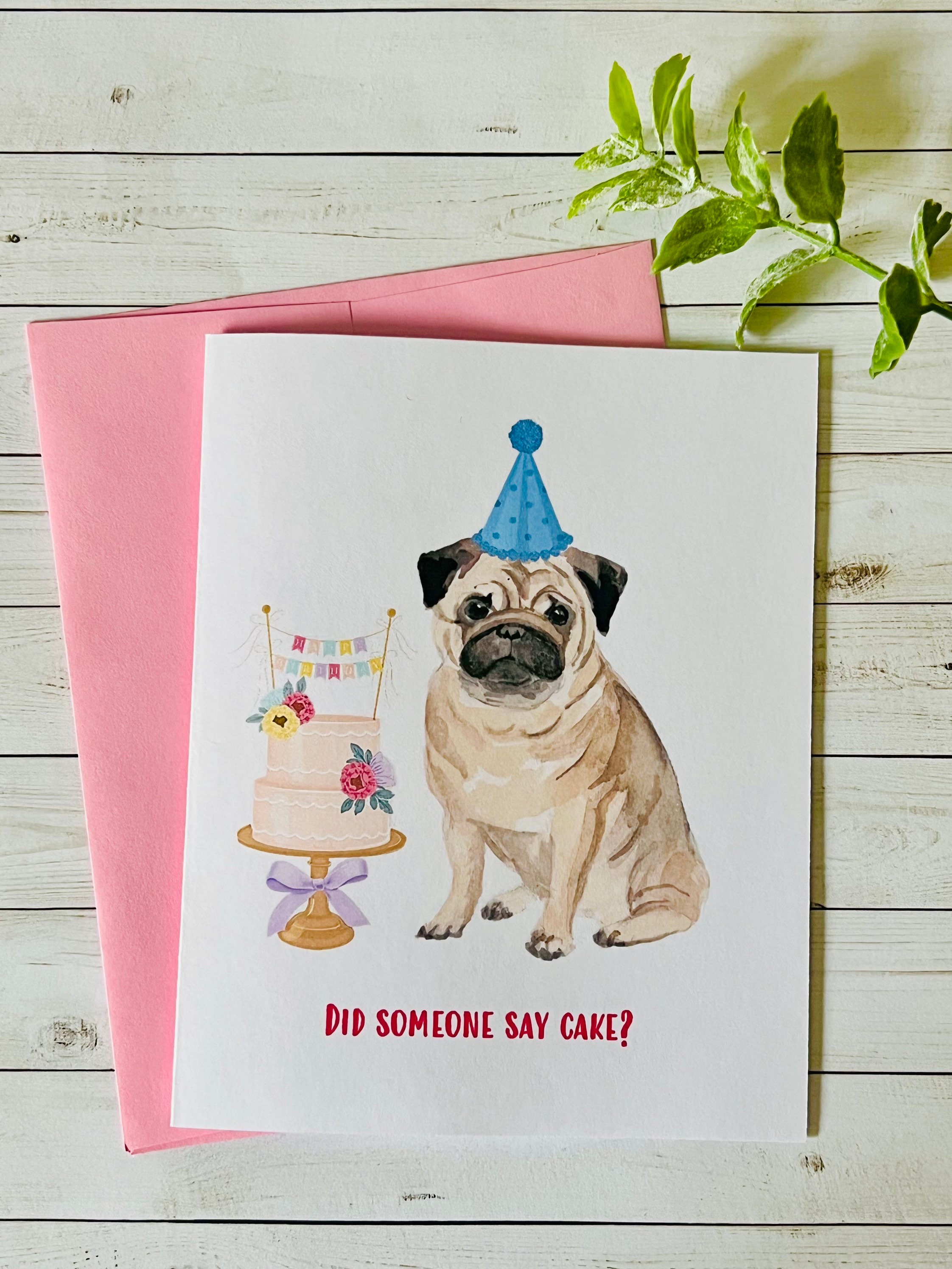 Pug Birthday Card PERSONALIZED Cards Dog Birthday Card - Etsy