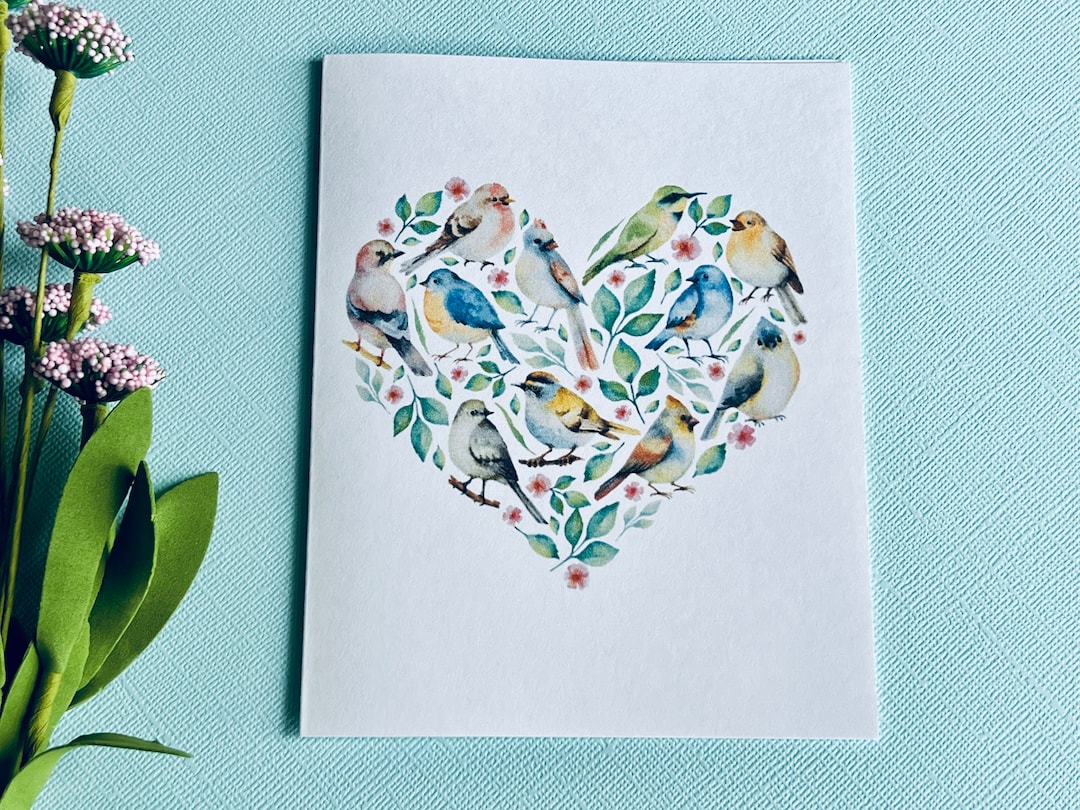 Birds Note Cards, Card Set, Watercolor Birds Note Cards, Folded Card ...