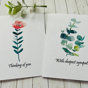 Sympathy Card Set, Watercolor Floral Cards, Encouragement Cards, Single ...