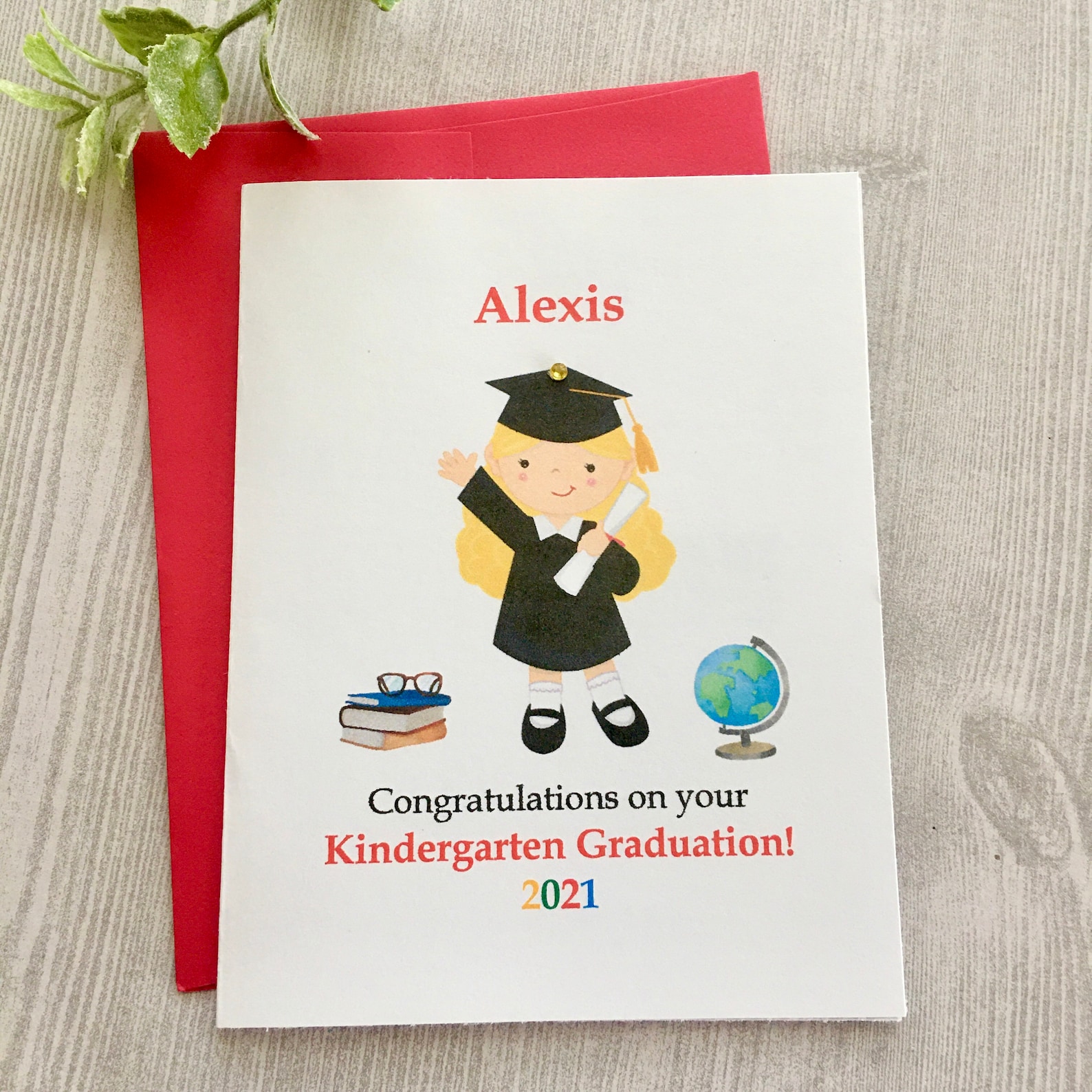Personalized Kindergarten Graduation Card, Choose Hair or Skin Color ...