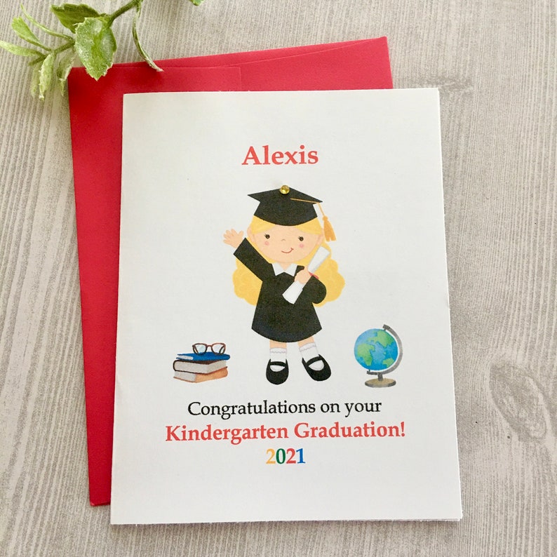 Personalized Kindergarten Graduation Card Choose Hair or Skin - Etsy
