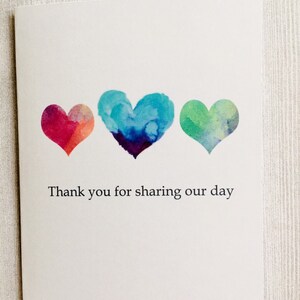 8ct Watercolor Hearts Thank You Cards, Handmade Cards, Personalized ...