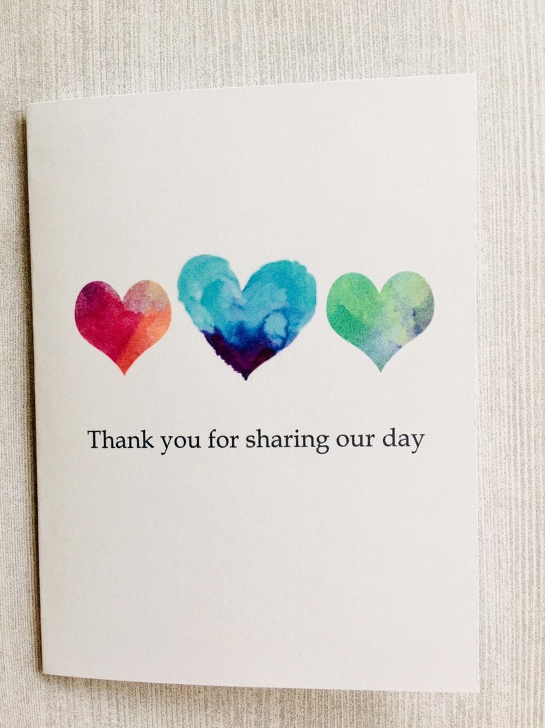 8ct Watercolor Hearts Thank You Cards, Handmade Cards, Personalized ...