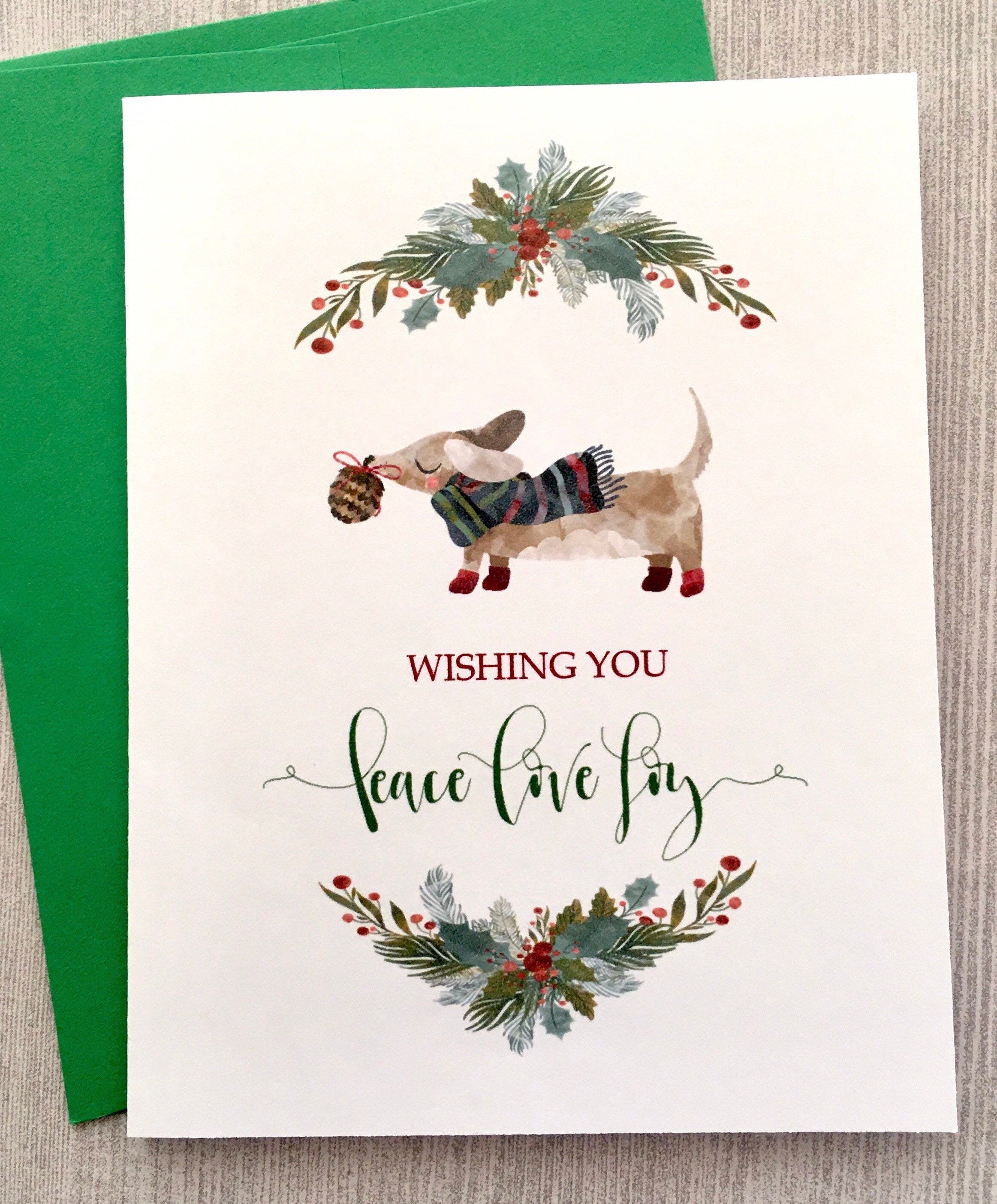 Watercolor Dog Christmas Card Watercolor Dog Card Set Watercolor Christmas Cards Handmade Cards Etsy