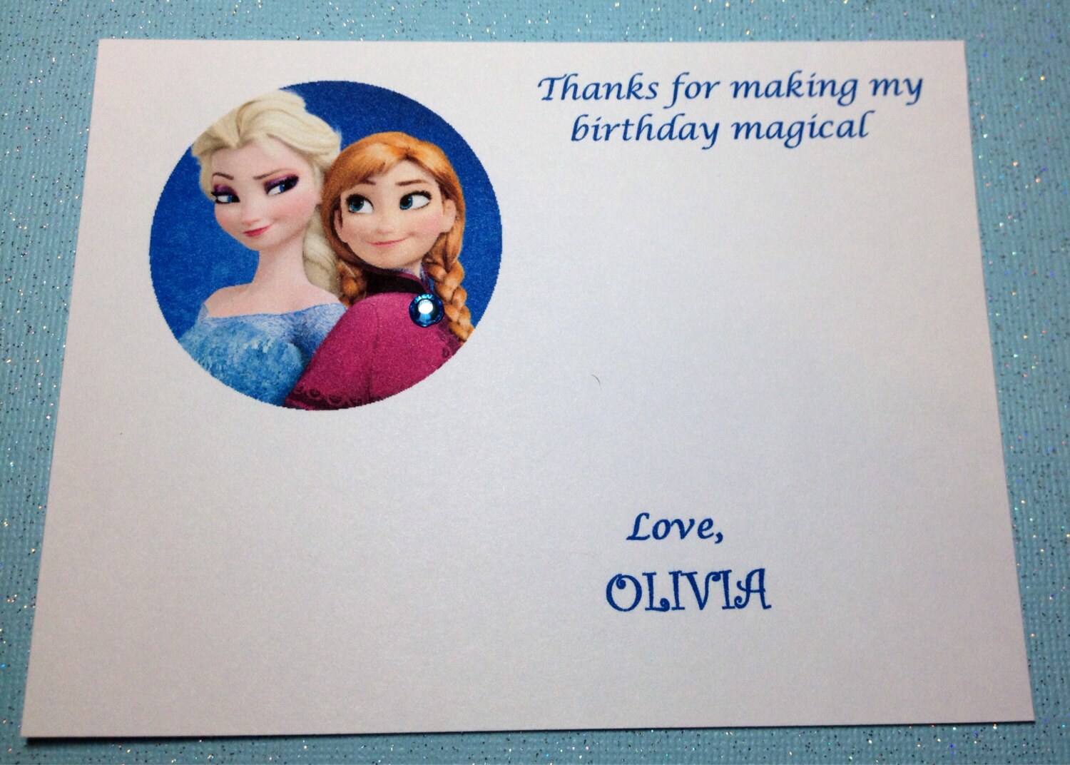 SET OF 10 Frozen PRINTED Thank You Cards, Personalized, Disney Frozen ...