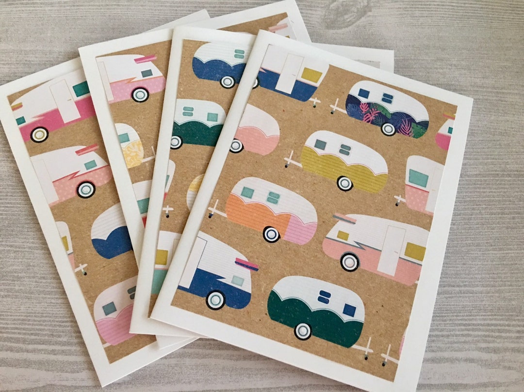 6ct Retro Campers Card Set Camper Cards Blank Cards Camping - Etsy