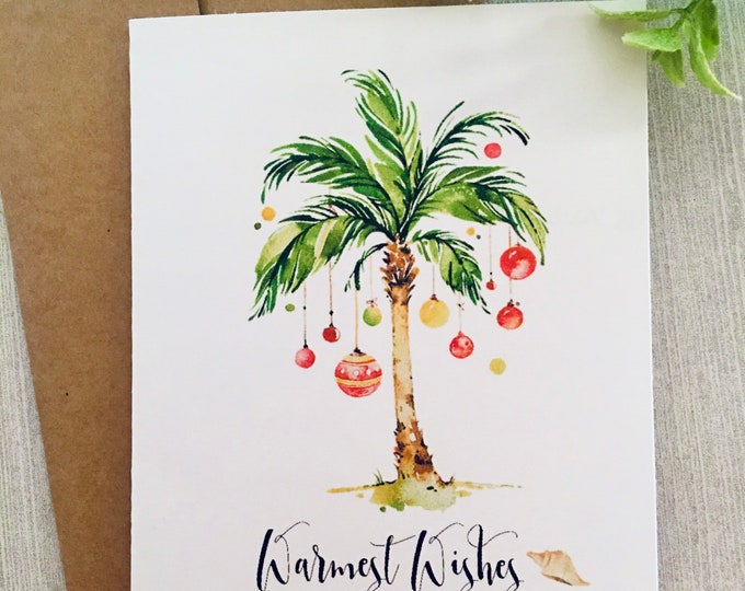 Tropical Christmas Cards Personalized Christmas Cards Palm | Etsy