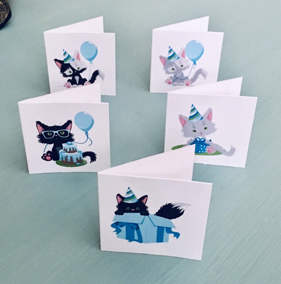 Cat Birthday Cards PERSONALIZED Cat Card for Kids Birthday | Etsy