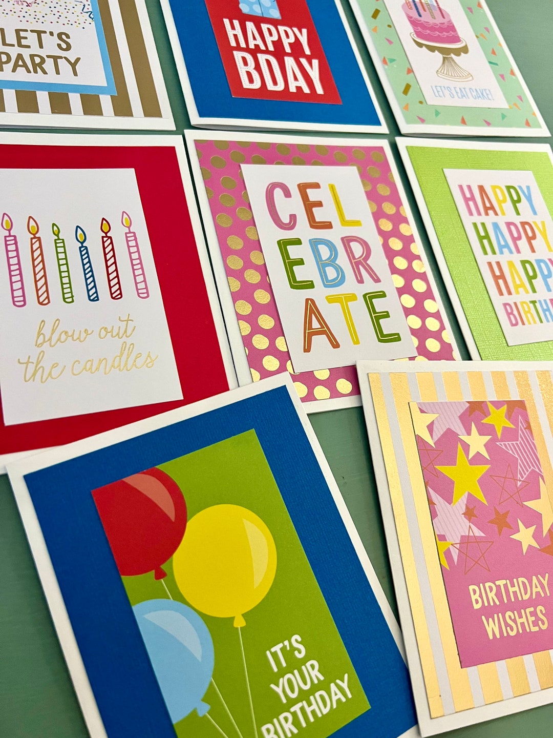 Handmade Birthday Card Set, Assorted Card Set, Handmade Cards, Birthday ...