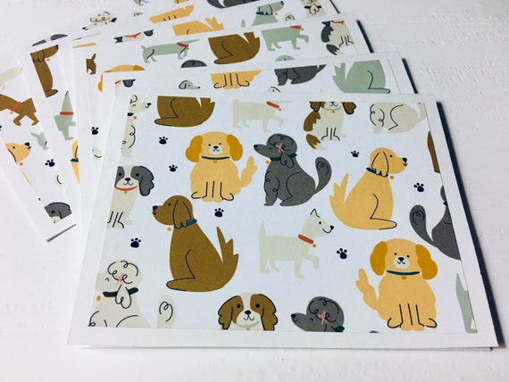 6ct Cute Dogs Card Set Dog Note cards Blank Cards Dog | Etsy