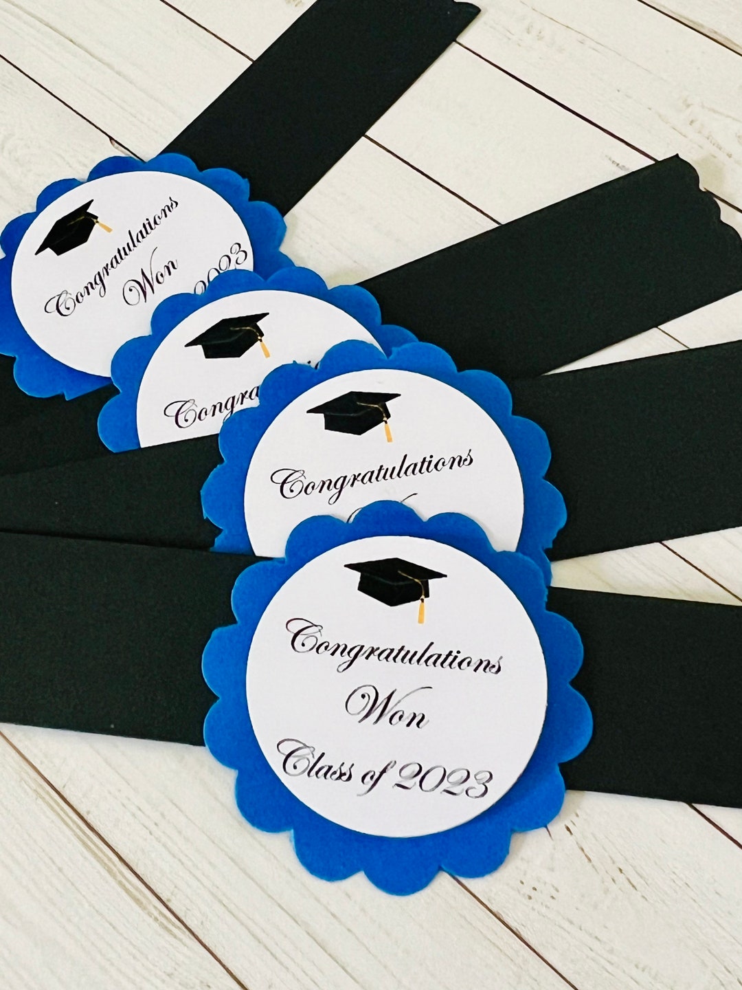 12 Graduation Napkin Rings, Blue and Black Napkin Rings Graduation ...