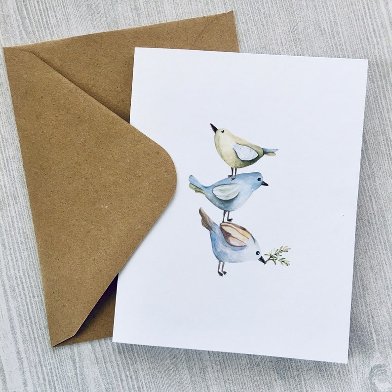 8ct Watercolor Birds Card Assortment, Watercolor Note Cards, Folded ...