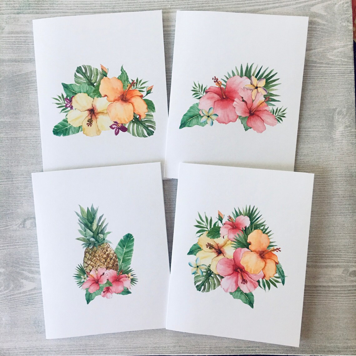 8ct Tropical Note Card Set Watercolor Cards Summer Card Set | Etsy