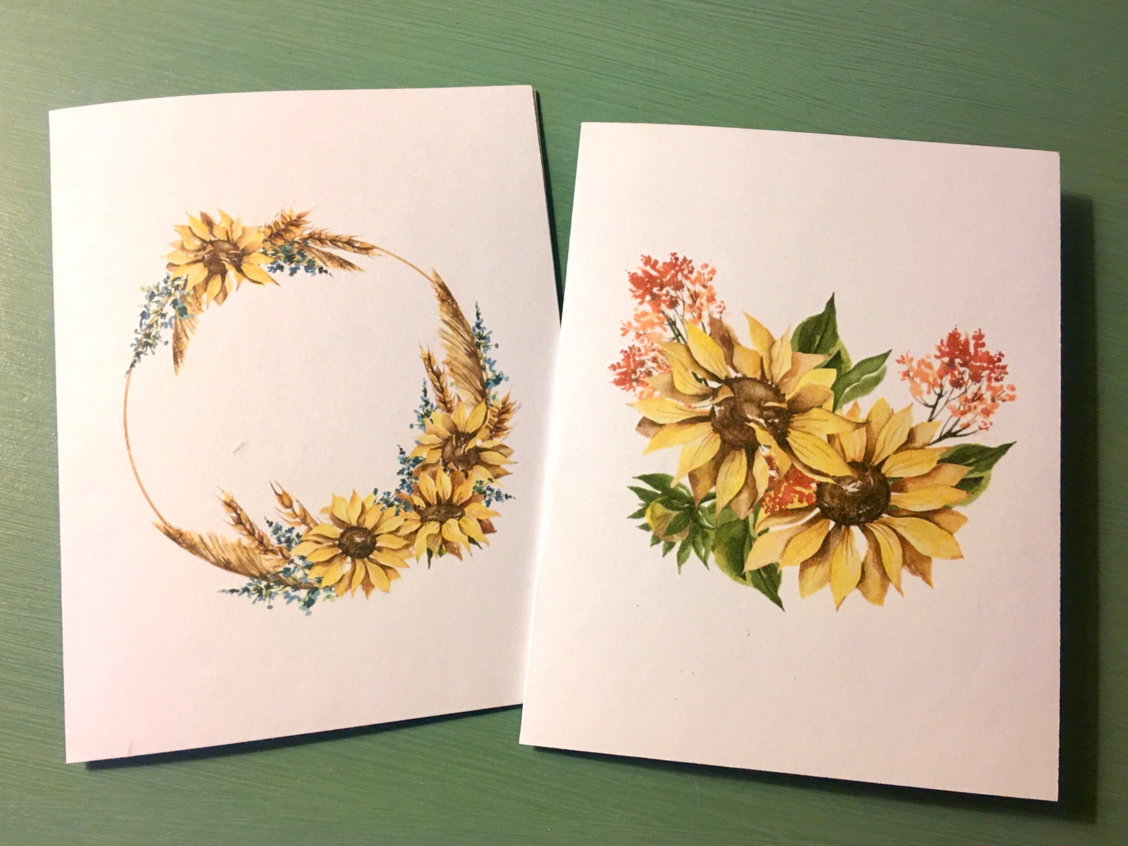 8ct Watercolor Fall Sunflowers Card Set Fall Sunflower Cards - Etsy
