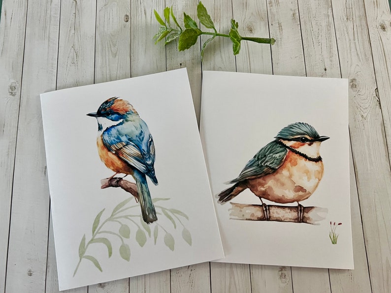 8ct Watercolor Birds Card Assortment Set 2, Cards for Him, Bird Cards ...