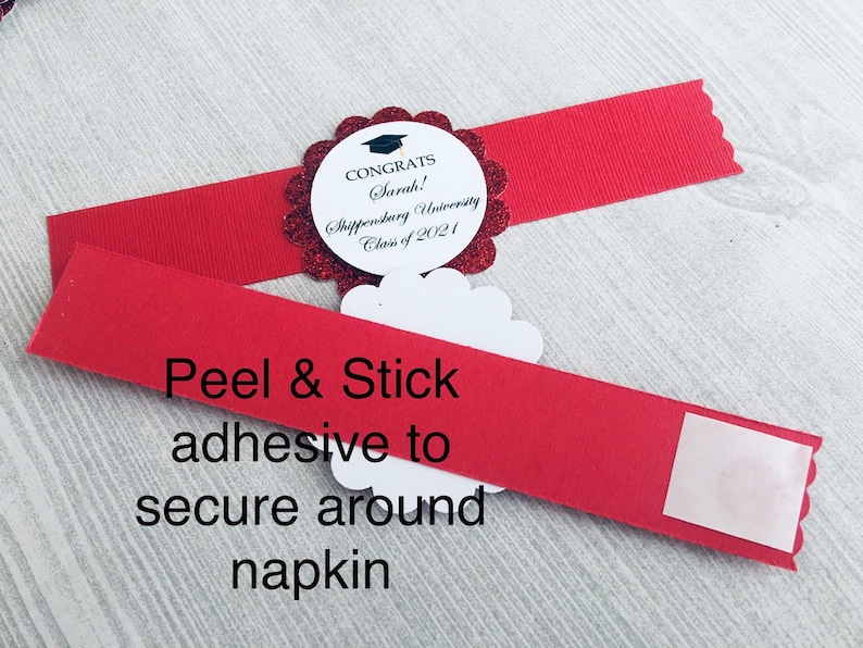 12 Graduation Napkin Rings, Graduation Cupcake Toppers, Customizable ...