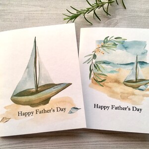 Fathers Day Card Set, Fathers Day Card Set, Beach Theme, Watercolor ...
