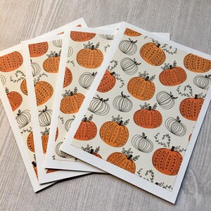 6ct Pumpkins Card Set, Fall Notecards, Fall Cards, Thanksgiving ...