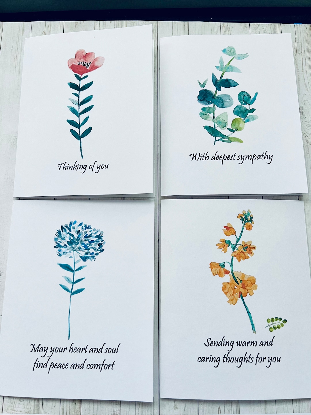 Sympathy Card Set, Watercolor Floral Cards, Encouragement Cards, Single ...