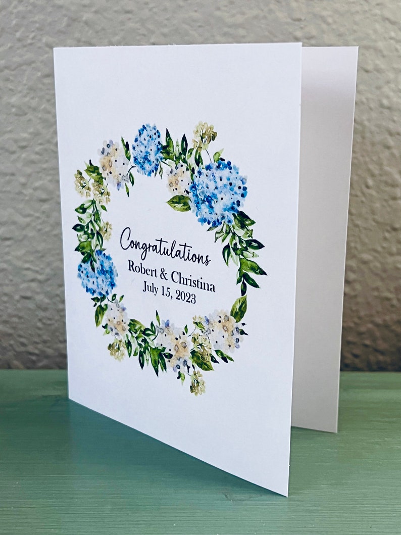 Personalized Wedding Card With Hydrangea Wreath Personalized - Etsy