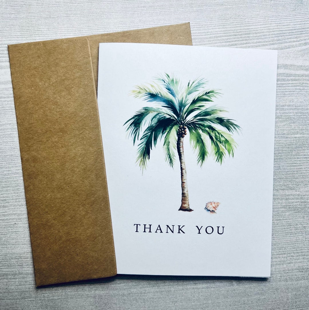 Palm Tree Thank You Card, Palm Tree Appreciation Card, Beach Thank You ...