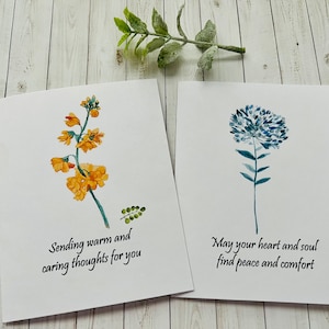Sympathy Card Set, Watercolor Floral Cards, Encouragement Cards, Single ...