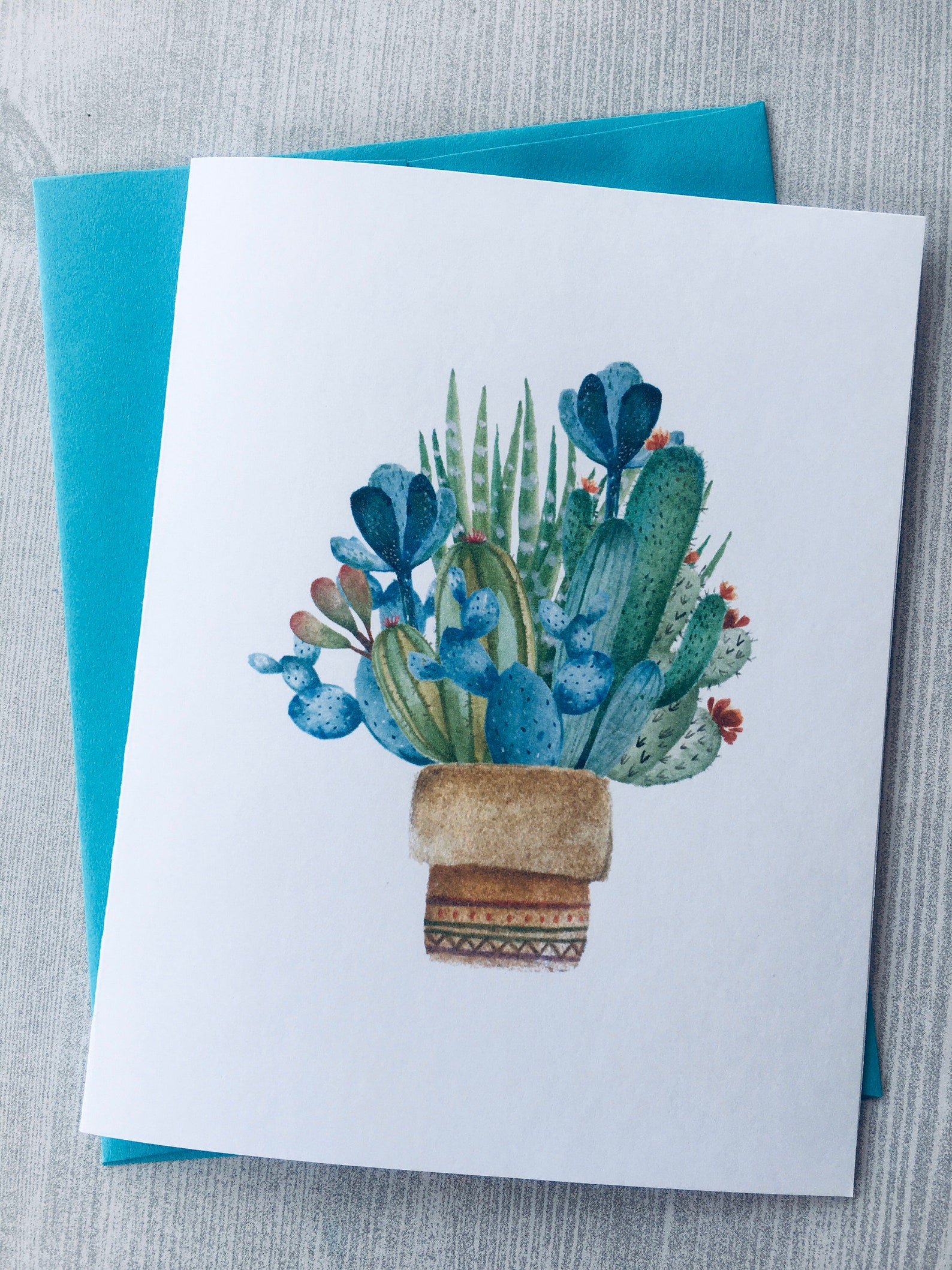 8ct Cactus Card Set, Folded Note Cards, Blank Cards, Blooming Cactus ...