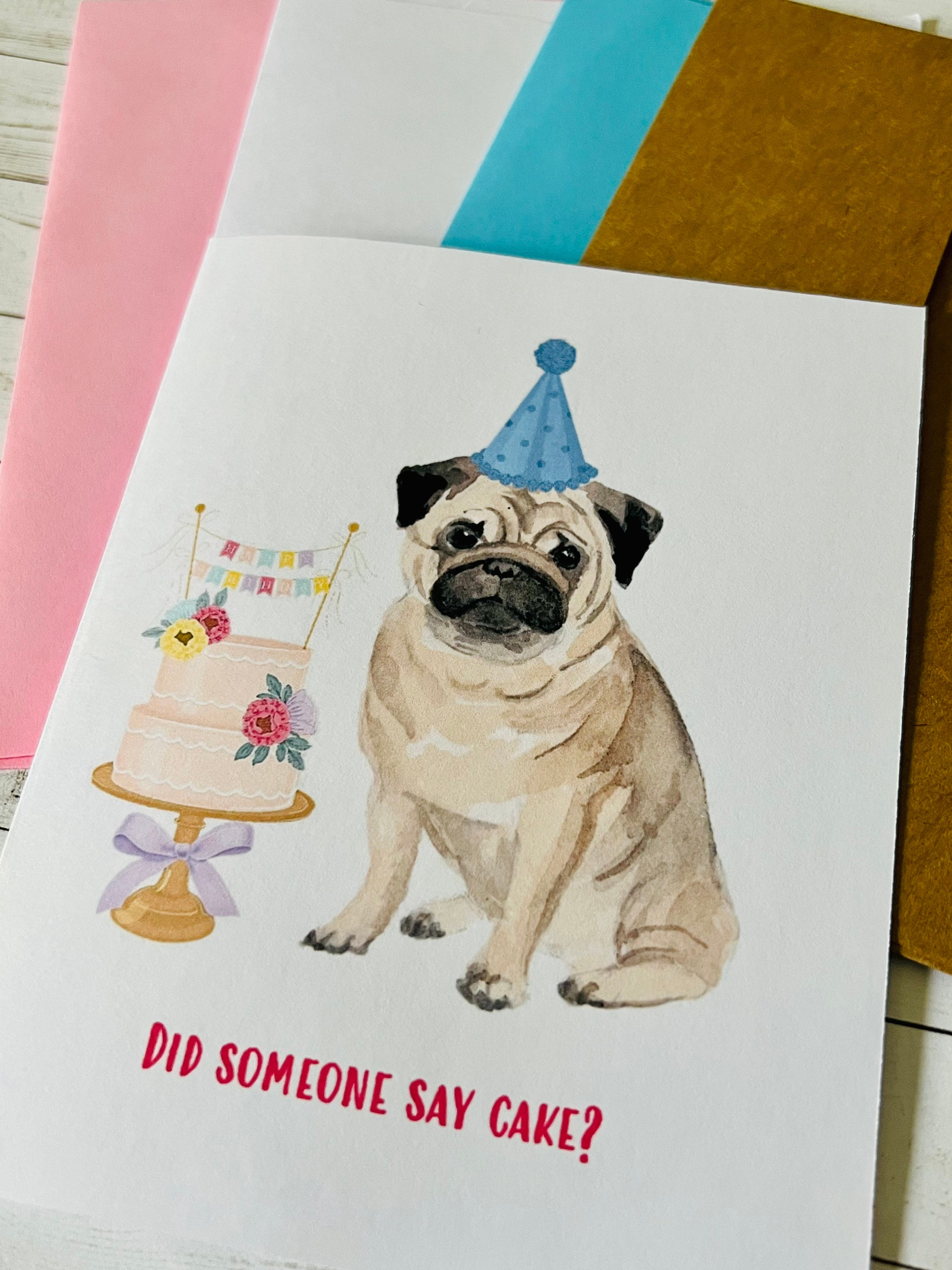 Pug Birthday Card PERSONALIZED Cards Dog Birthday Card - Etsy