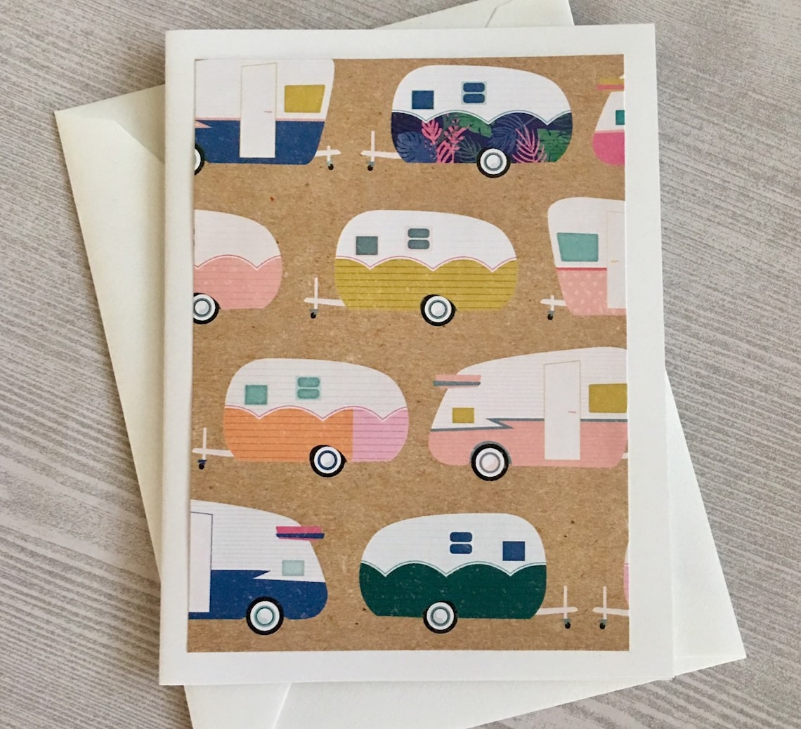 6ct Retro Campers Card Set Camper Cards Blank Cards Camping | Etsy