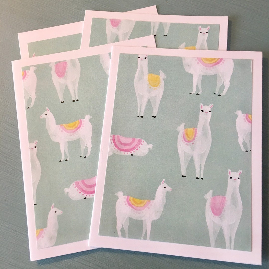 6ct Llamas Card Set, Llama Note Cards, Blank Cards, Llama Cards ...