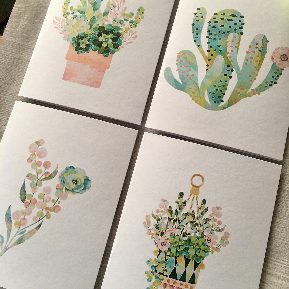 8ct Succulent Card Set Folded Note Cards Blank Cards | Etsy