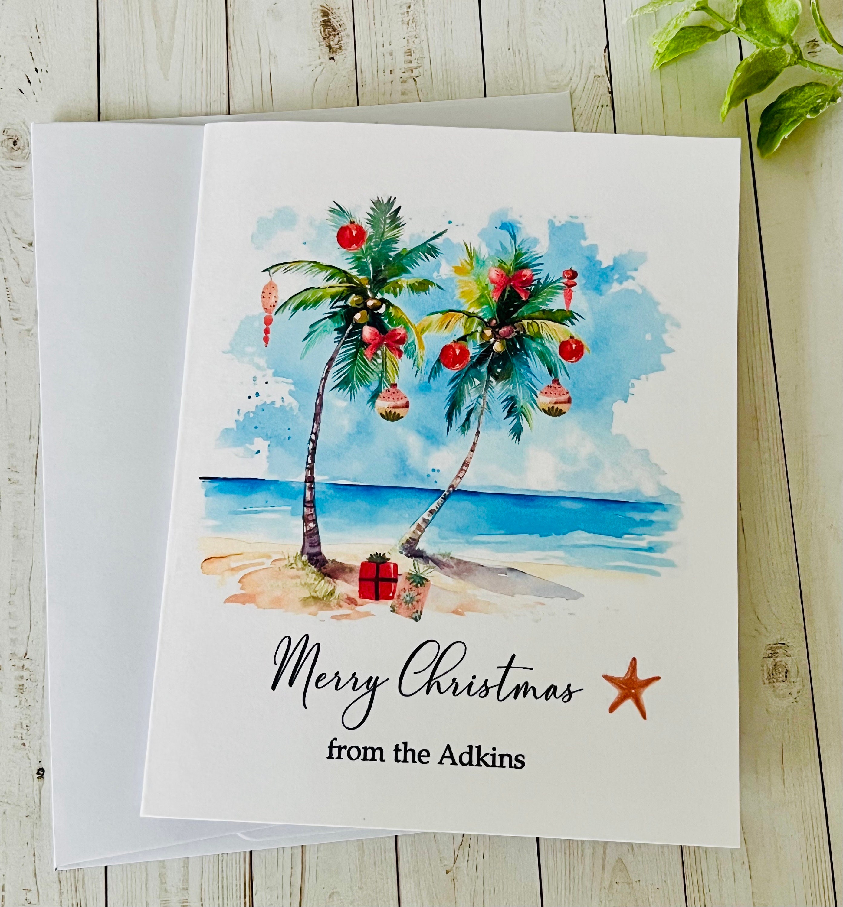 Tropical Christmas Cards, Personalized Christmas Cards, Palm Tree ...