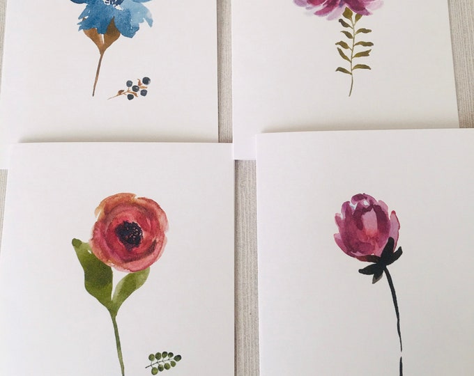 8ct Watercolor Flowers Card Set Watercolor Floral Cards | Etsy