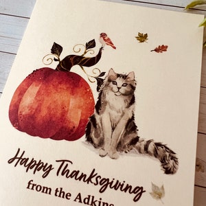 Fall Card Set With Cats, Happy Fall Card, Thanksgiving Card With Cat ...