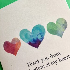 8ct Watercolor Hearts Thank You Cards, Handmade Cards, Personalized ...