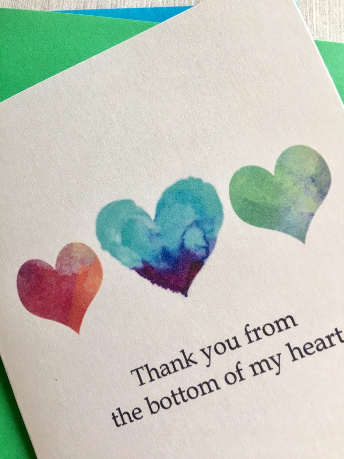 8ct Watercolor Hearts Thank You Cards, Handmade Cards, Personalized ...
