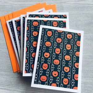 6ct Pumpkins Card Set, Fall Notecards, Jack-o-lantern Cards, Halloween ...