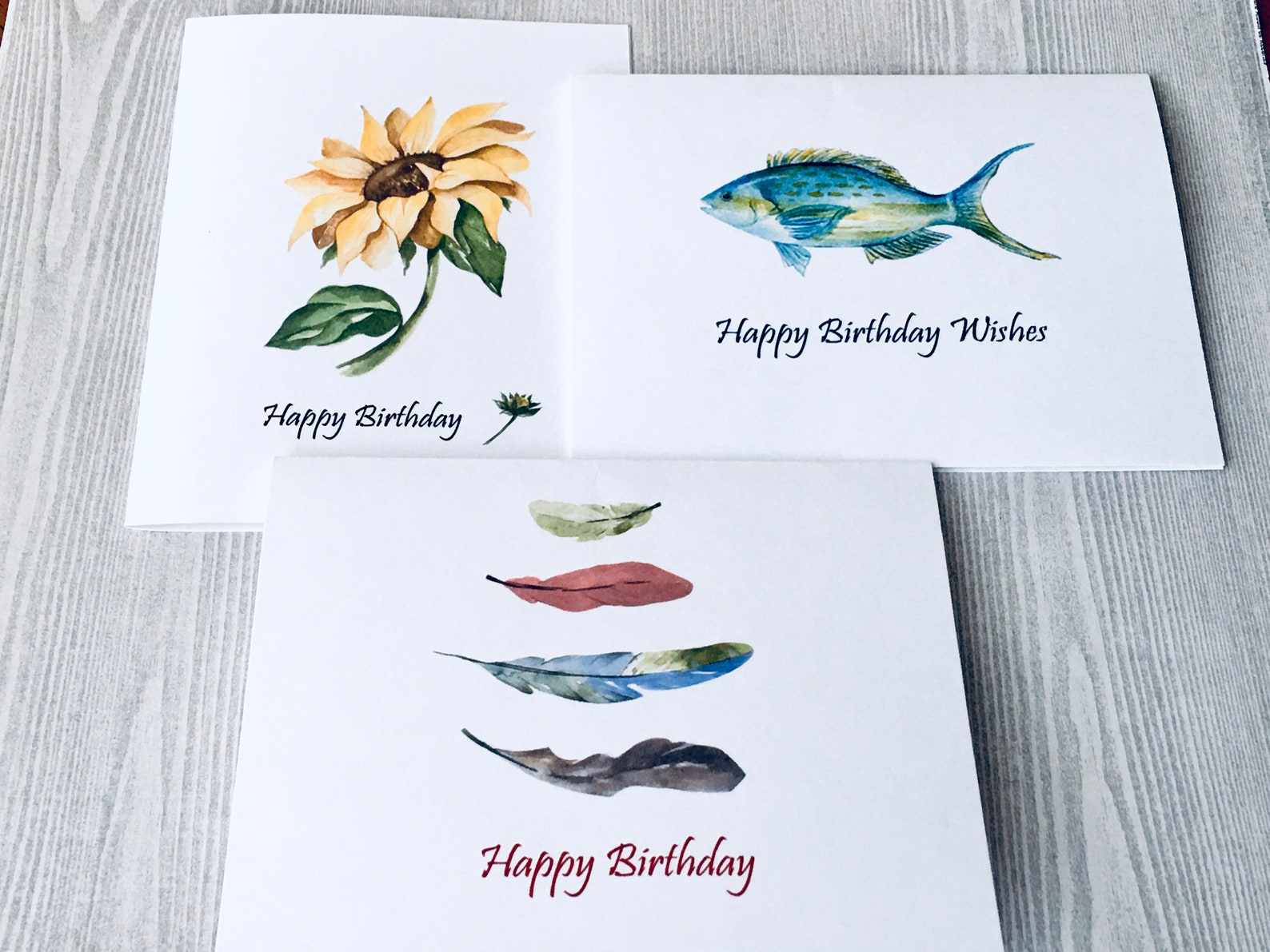 8ct Birthday Card Set, Assorted Cards, Watercolor Birthday Cards ...
