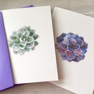 Succulent Card Set 2, Folded Note Cards, Blank Cards, Succulent Cards ...