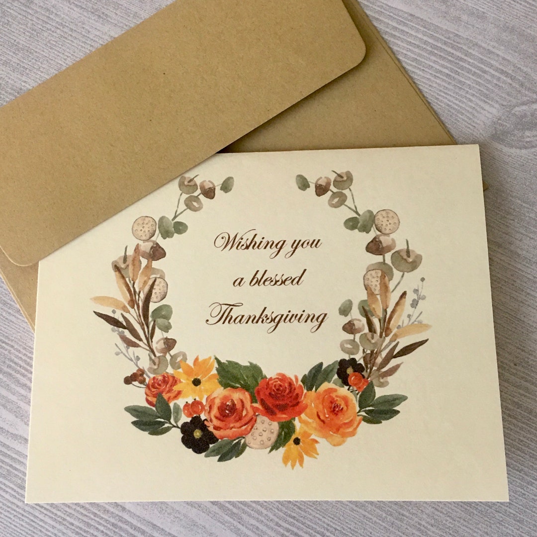 Watercolor Thanksgiving Card, Thanksgiving Card Set, Fall Wreath Cards ...