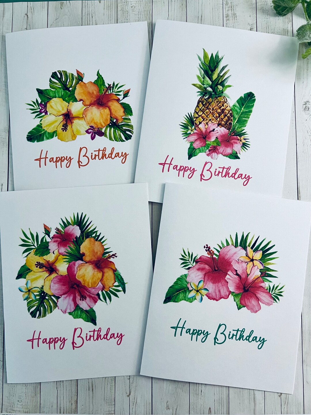 Tropical Birthday Card Set, Watercolor Cards, Summer Card Set, Birthday ...