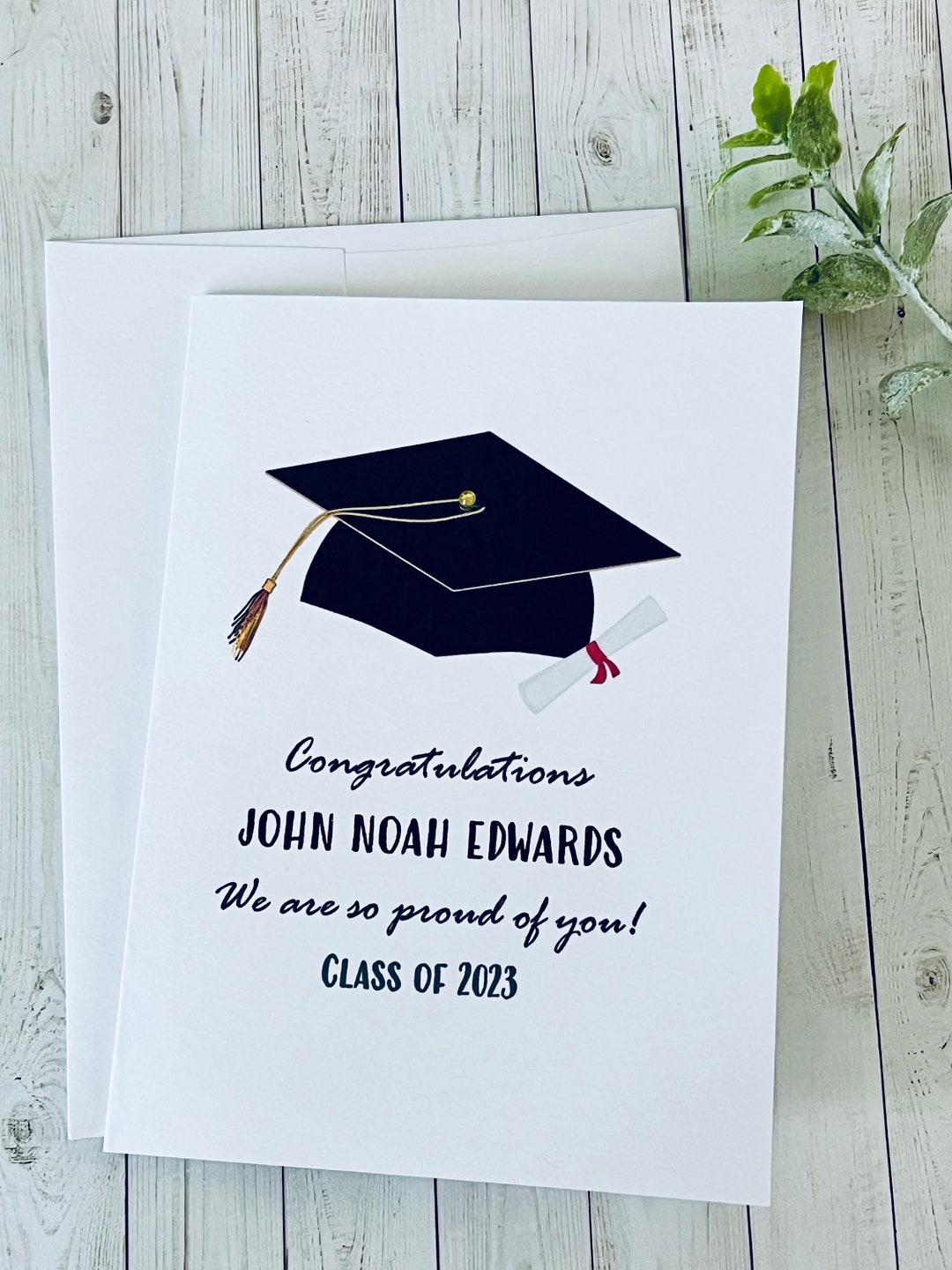 Personalized Graduation Card, Graduation Cap Card, Custom Graduation ...
