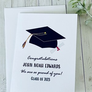 Personalized Graduation Card, Graduation Cap Card, Custom Graduation ...